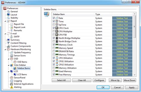 Sidebar Items Aida64