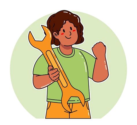 Premium Vector Black Woman Carrying Wrench