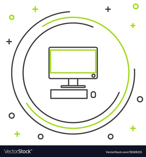 Line Computer Monitor With Keyboard And Mouse Icon