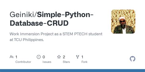 Github Geiniki Simple Python Database Crud Work Immersion Project As A Stem Ptech Student At