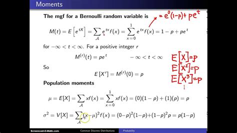 Bernoulli Distribution Moments Youtube