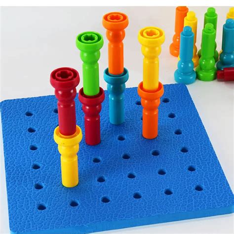 pegboard montessori therapy fine motor skills pegs building series color sorting matching game