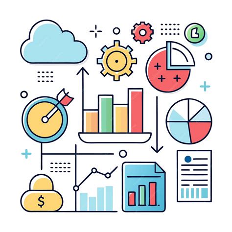 Colorful Business Data And Chart Icons Illustration Premium Ai Generated Vector