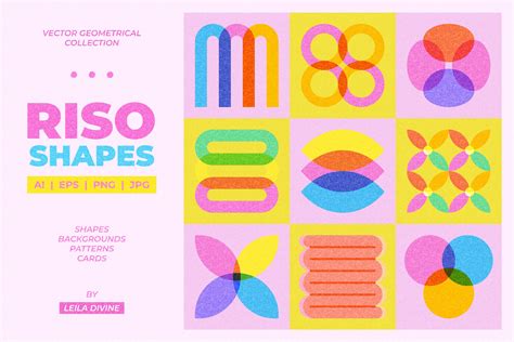 Riso Shapes Geometric Collection Vector Illustrations