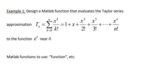 solved example 1 design a matlab function that evaluates