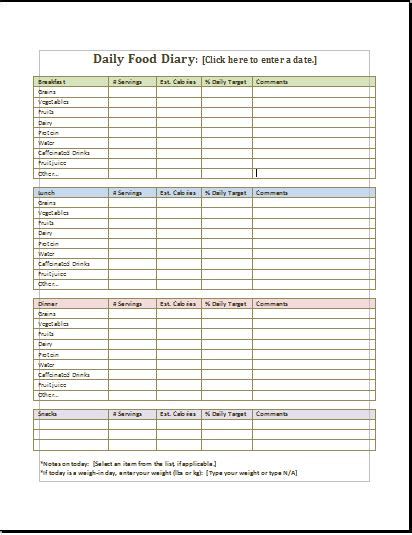 Printable Daily Food Intake Chart Free Printable Worksheet