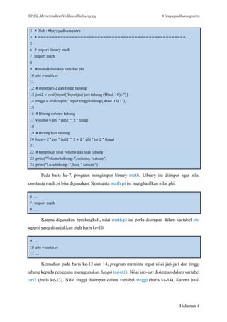 Menentukan Volume Dan Luas Tabung Menggunakan Python PDF