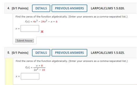 Solved Find The Zeros Of The Function Algebraically Enter Chegg