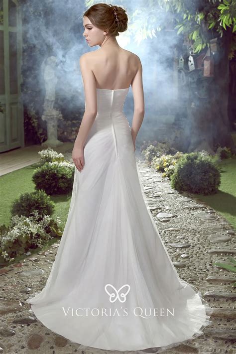 Strapless Sweetheart Beaded Lace Appliqued Bridal Dress Vq