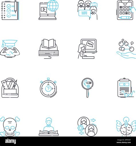 Virtual Schooling Linear Icons Set Online Learning Distance Education Web Based Learning