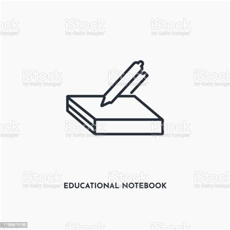 교육 노트북 개요 아이콘 간단한 선형 요소 그림입니다 흰색 배경에 격리 된 라인 교육 노트북 아이콘입니다 얇은 스트로크 기호는 웹 모바일 및 Ui에 사용할 수 있습니다 0
