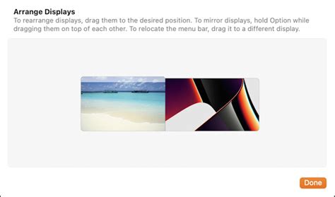 how to arrange the virtual location of multiple displays in macos