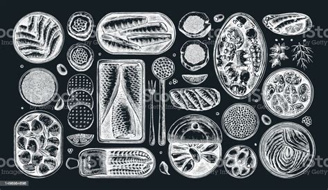 Tinned Fish Sketches Collection Stock Illustration Download Image Now