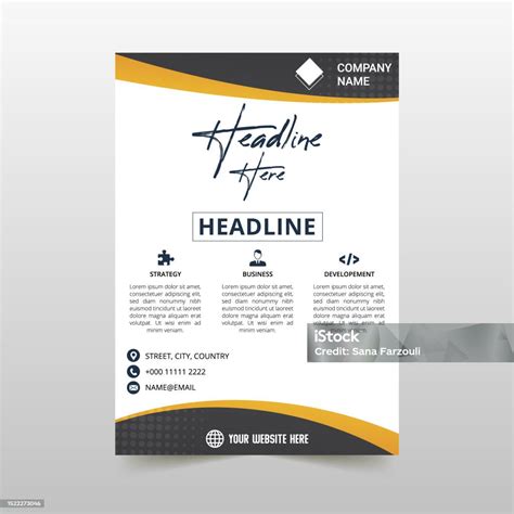 Template Pamflet Bisnis Hitam Dan Kuning Minimal Dengan Titiktitik