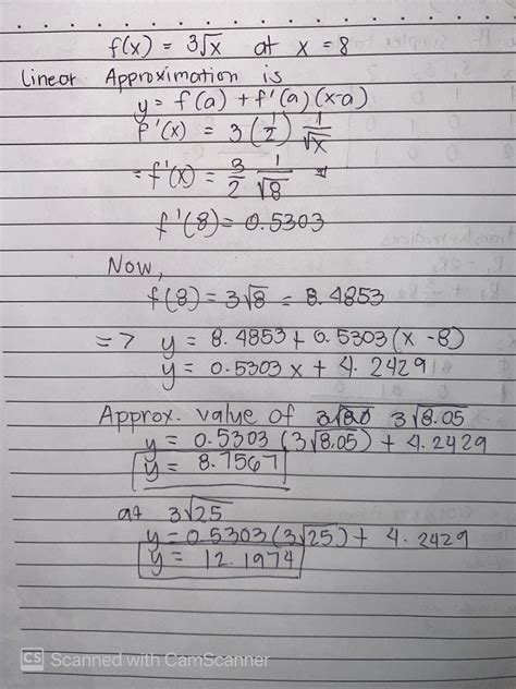 [solved] Determine The Linear Approximation For F X 3√ X At X 8 Use Course Hero