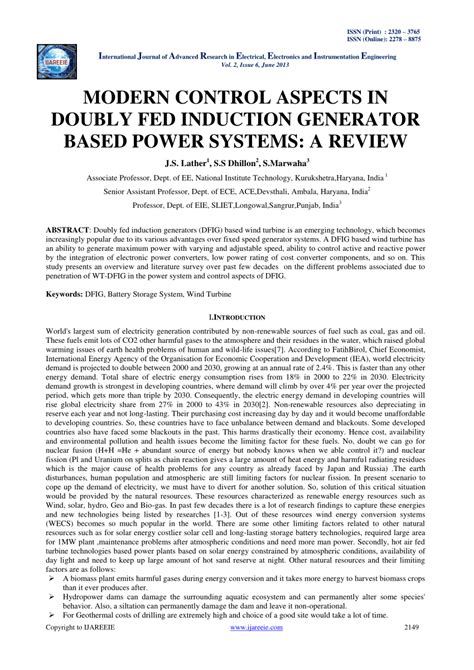 Pdf Modern Control Aspects In Doubly Fed Induction Generator Based Power Systems A Review