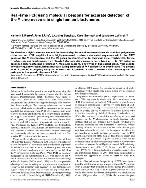 Pdf Real Time Pcr Using Molecular Beacons For Accurate Detection Of