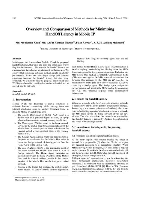 Pdf Overview And Comparison Of Methods For Minimizing Handoff Latency