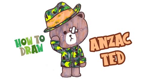 🪖🐻how To Draw Anzac Ted Lest We Forget Anzac Day Youtube