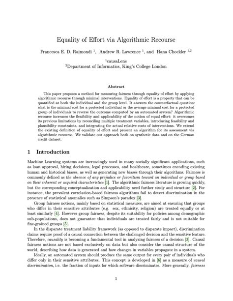 Equality Of Effort Via Algorithmic Recourse Causalens Equality Of Effort Via Algorithmic Recourse Causalens