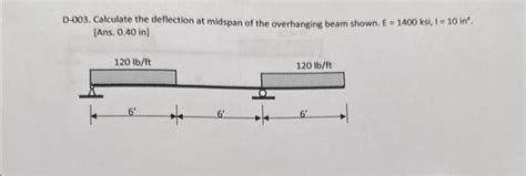 Solved D 003 Calculate The Deflection At Midspan Of The