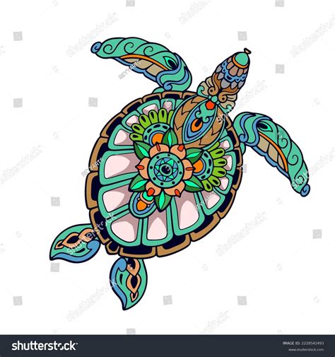 Colorful Turtle Mandala Arts Isolated On Stock Vector Royalty Free