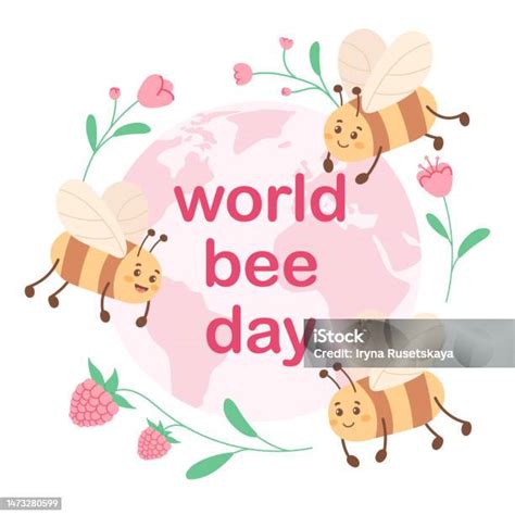세계 꿀벌의 날에 대 한 배너 또는 템플릿입니다 벡터 일러스트레이션 꿀벌은 꽃과 함께 전 세계를 날아 다닙니다 벌에 대한 스톡 벡터 아트 및 기타 이미지 Istock