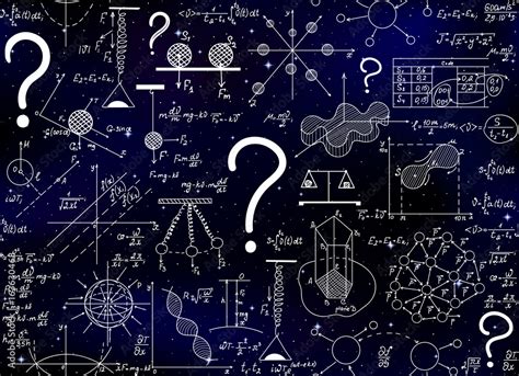 Scientific Mathematical Vector Seamless Pattern With Question Marks Plots Handwritten