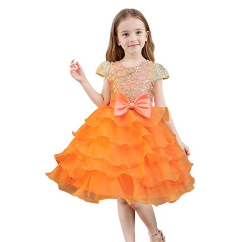 Elegant Girls Party Dress With Satin Bodice Skirt Festive Dress Little