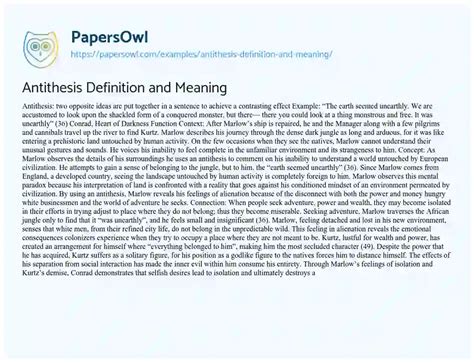 Antithesis Definition And Meaning Free Essay Example 447 Words