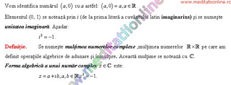 Formule Matematica Numere Complexe