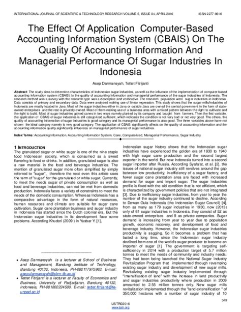 Pdf The Effect Of Application Computer Based Accounting Information System Cbais On The
