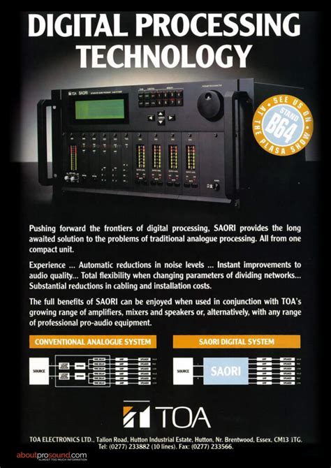 1992 Toa Saori Dsp System Procesor Ad About Prosound Interesting Stuff In The Realms Of