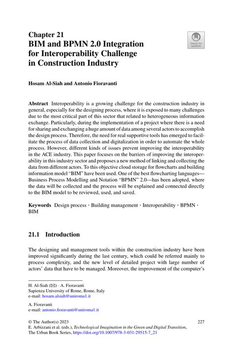 Pdf Bim And Bpmn 2 0 Integration For Interoperability Challenge In Construction Industry