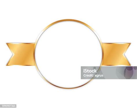 흰색 배경에 금색 리본 배너가있는 흰색 색상의 둥근 수상 배너 0명에 대한 스톡 벡터 아트 및 기타 이미지 0명 공란 더러운 Istock
