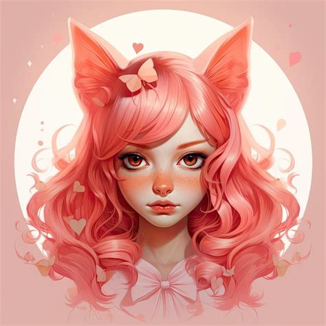 Premium Ai Image A Cartoon Girl With Pink Hair And Cat Ears
