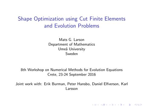 PDF Shape Optimization Using Cut Finite Elements And Evolution Problems