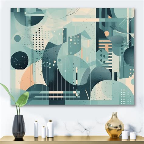Designart Exploring Abstracted Blue Forms Modern Geometric Wall Art