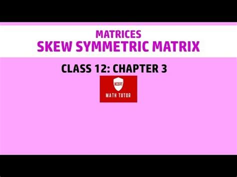 Skew Symmetric Matrix Video Lecture Crash Course For Humanities English Humanities Arts