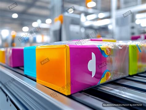 Ai创作图多彩盒子 生产线 自动化 包装 工厂 机械 运输 生产 工业 设备 制造 物品 流水线 车间 传送 昵图网