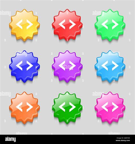 Code Sign Icon Programmer Symbol Symbols On Nine Wavy Colourful Buttons Vector Stock Vector