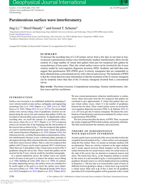 Pdf Parsimonious Surface Wave Interferometry