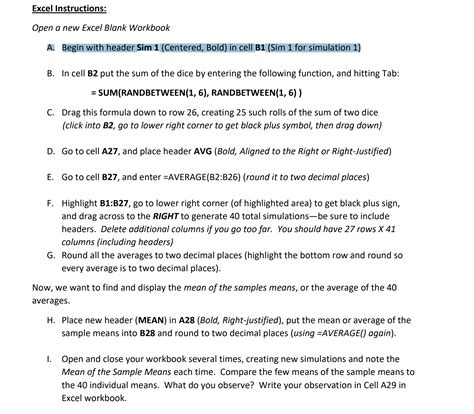 Excel Instructionsopen A New Excel Blank Workbooka