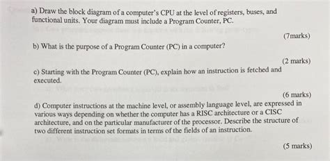 Solved A Draw The Block Diagram Of A Computer S CPU At The Chegg Com