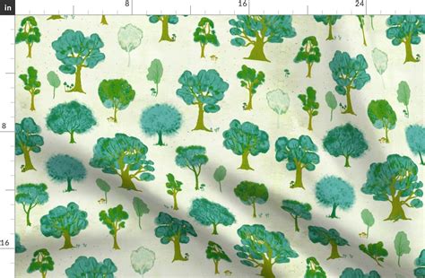 Trees Olive And Peacock Medium Fabric Spoonflower