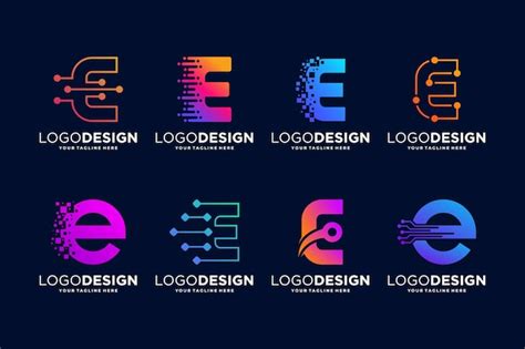 Premium Vector Letter E Tech Logo Design Digital Connection And