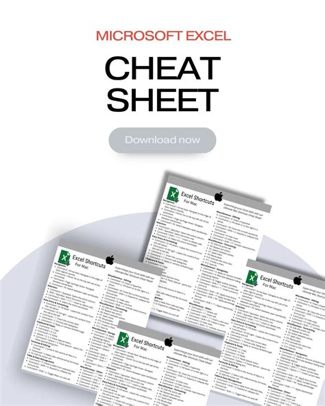 Microsoft Excel Shortcuts Cheat Sheet For Mac Boost Productivity Printable Download Etsy