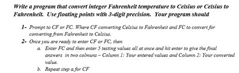 Write A Program That Convert Integer Fahrenheit