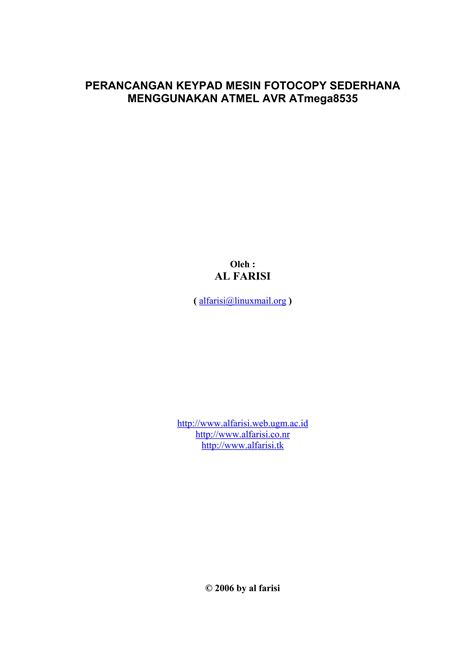 Perancangan Keypad Mesin Fotocopy Sederhana Menggunakan Atmega8535 Pdf