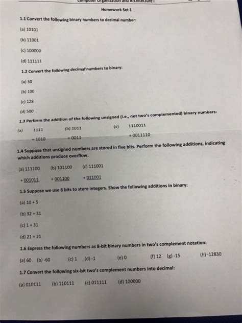 solved homework set 1 1 1 convert the following binary